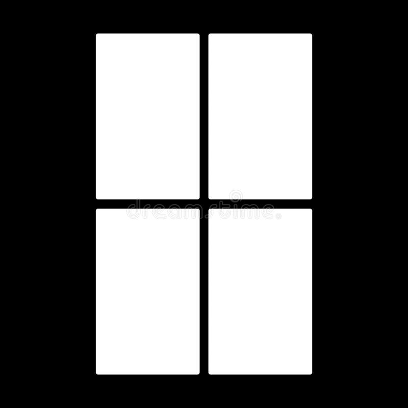 Silhouette of Window with Three Parts and Sides Lines. Gobo Mask Stock ...