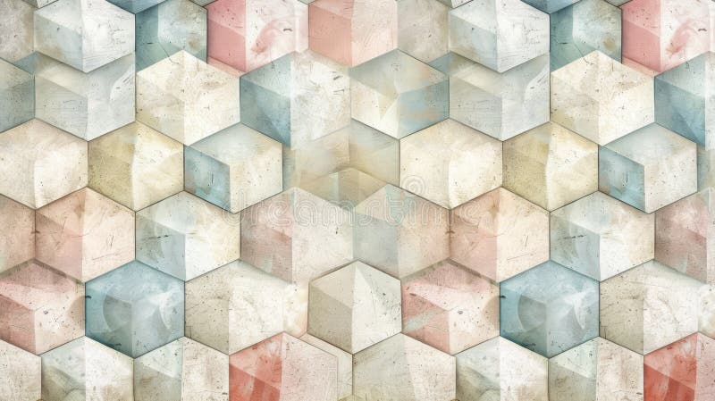 Abstract Geometric Pattern with Hexagonal Shapes in Soft Pastel Colors ...