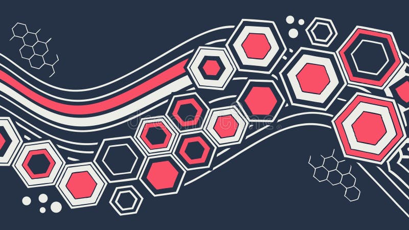 Abstract Geometric Pattern with Hexagons and Curves Vector Design ...