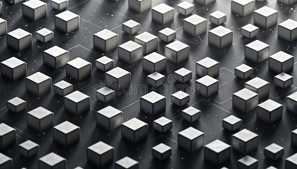 Abstract Geometric Pattern of Interconnected Cubes. Monochrome Design ...