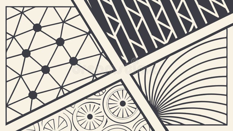 Abstract Geometric Pattern of Interconnected Lines and Shapes Vector ...