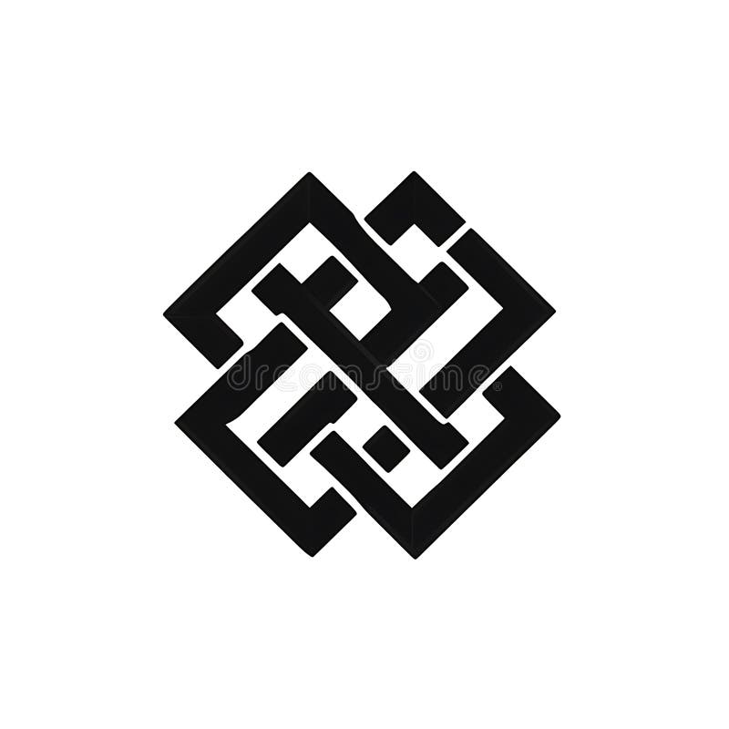 Abstract Geometric Pattern of Interlocking Shapes in Black and White ...