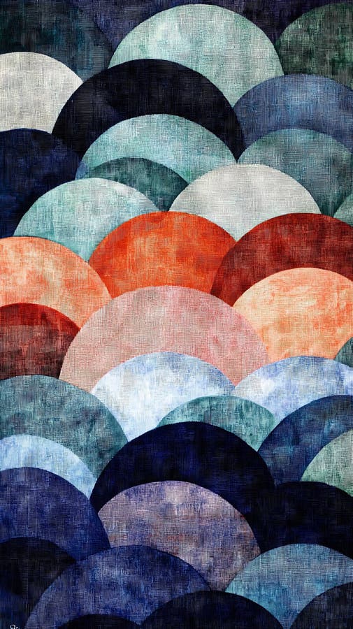 Abstract Geometric Pattern of Intersecting Arcs in Blue Red and White ...