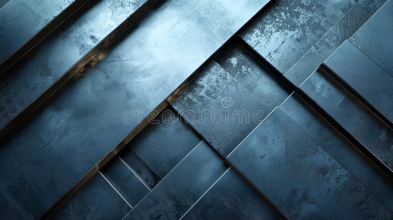Abstract Geometric Pattern of Intersecting Metal Bars with a Cool Blue ...