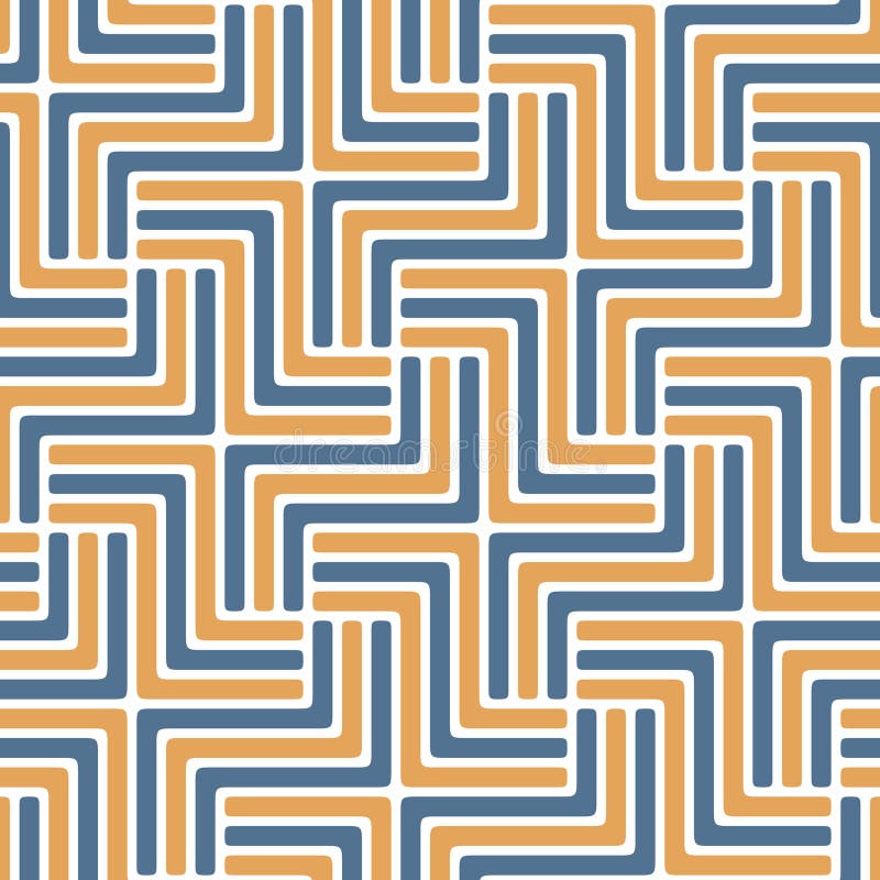 Abstract Geometric Pattern with a Labyrinth of Blue and Yellow Lines on ...