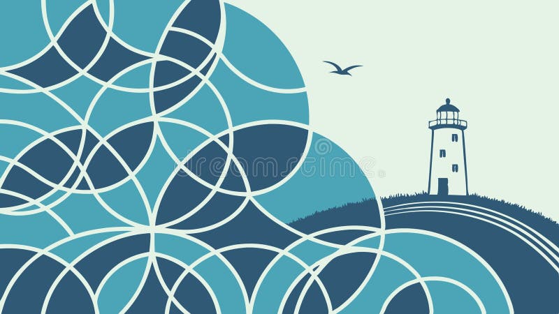 Abstract Geometric Pattern with Lighthouse Illustration, Vector Design ...