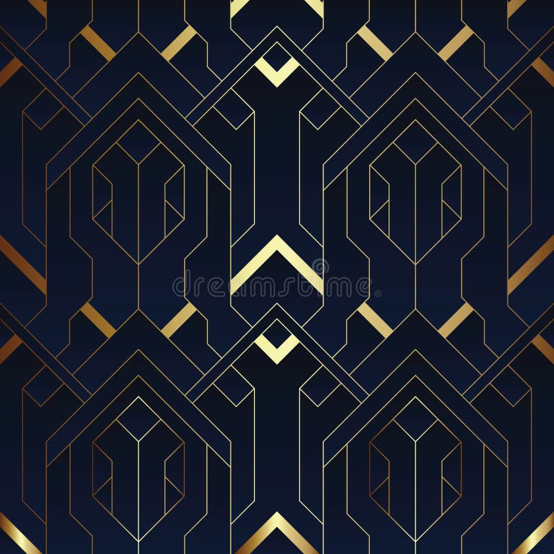 Abstract Geometric Pattern Luxury Dark Blue with Gold Stock Vector ...