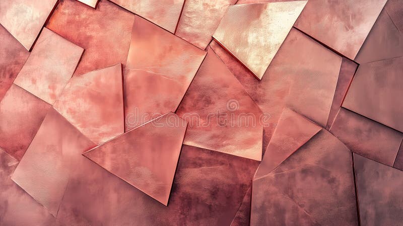 Abstract Geometric Pattern with Metallic Rose Gold Hues. Overlapping ...