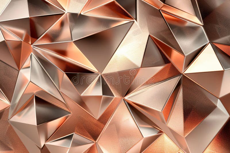 Abstract Geometric Pattern with Metallic Rose Gold Textures. Stock ...