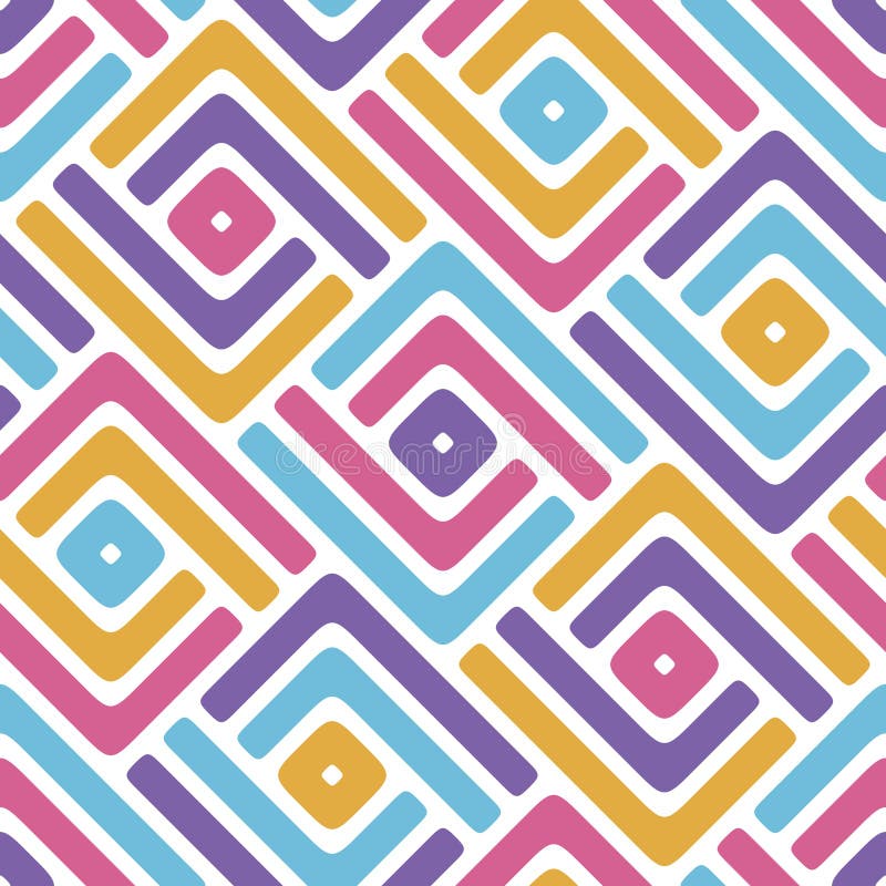 Abstract Geometric Pattern with Multicolored Striped Squares on a White ...