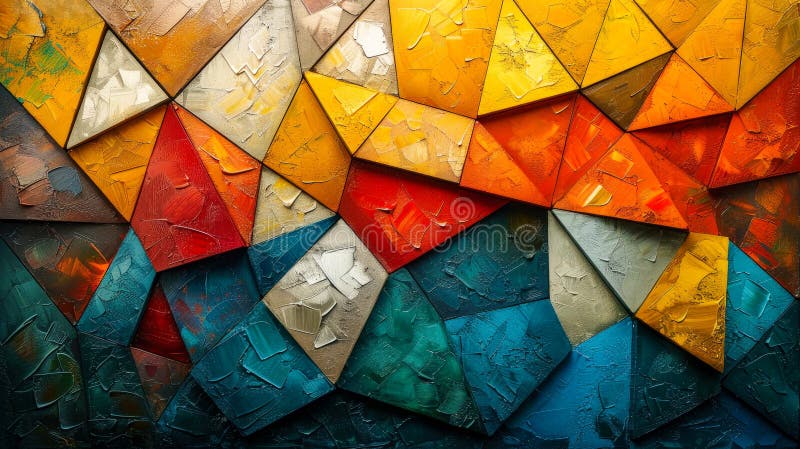 Abstract Geometric Pattern in Oil Paint in the Form of Triangles and ...