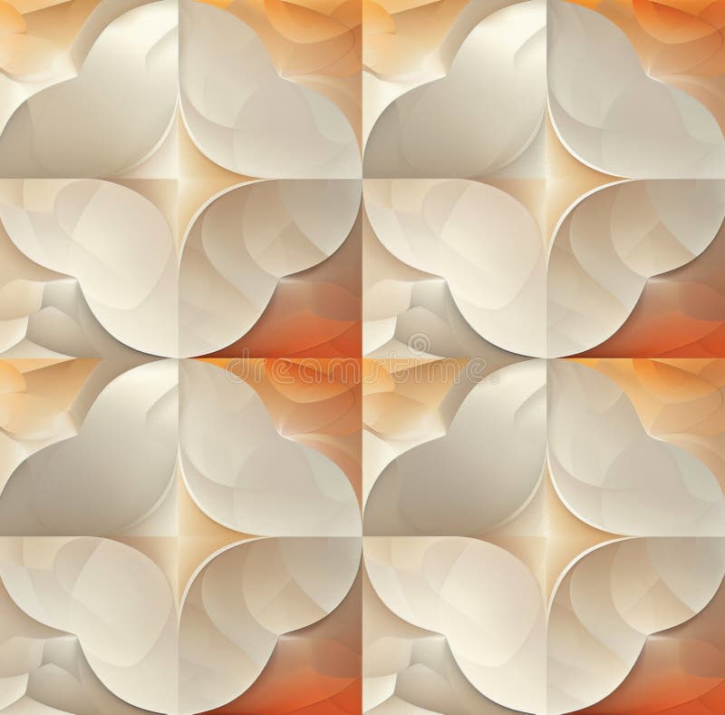 Abstract Geometric Pattern With Overlapping Circles In Orange And Beige