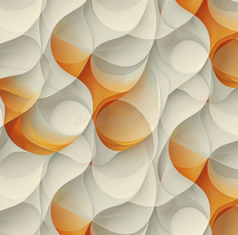 Abstract Geometric Pattern With Overlapping Circles In Orange And Beige