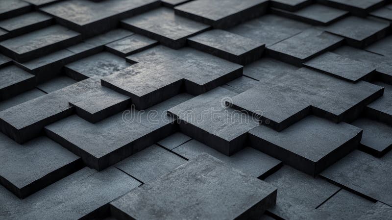 Abstract Geometric Pattern of Overlapping Dark Concrete Tiles Stock ...