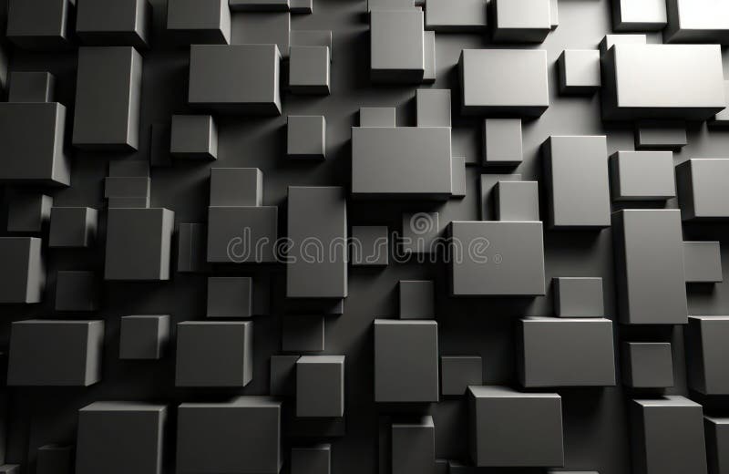Abstract Geometric Pattern of Overlapping Squares. Dark Gray, Black ...