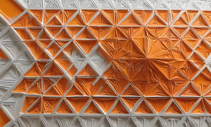 Abstract Geometric Pattern Overlapping White and Orange Triangles ...