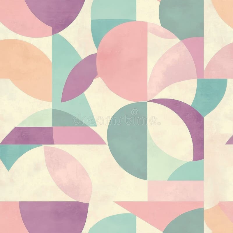 Abstract Geometric Pattern with Pastel Colors and Textured Circles ...