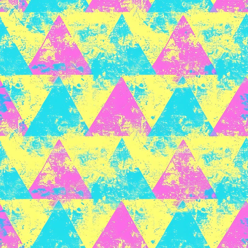 Abstract Geometric Pattern with Pink Blue and Yellow Triangles Stock ...