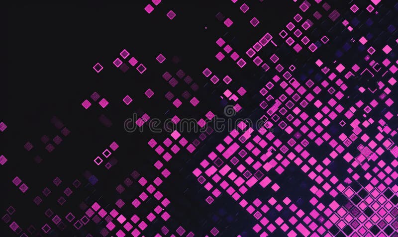 Abstract Geometric Pattern with Pink Squares on Black Background ...