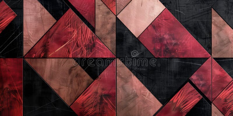 Abstract Geometric Pattern with Red and Black Triangles for Modern and ...