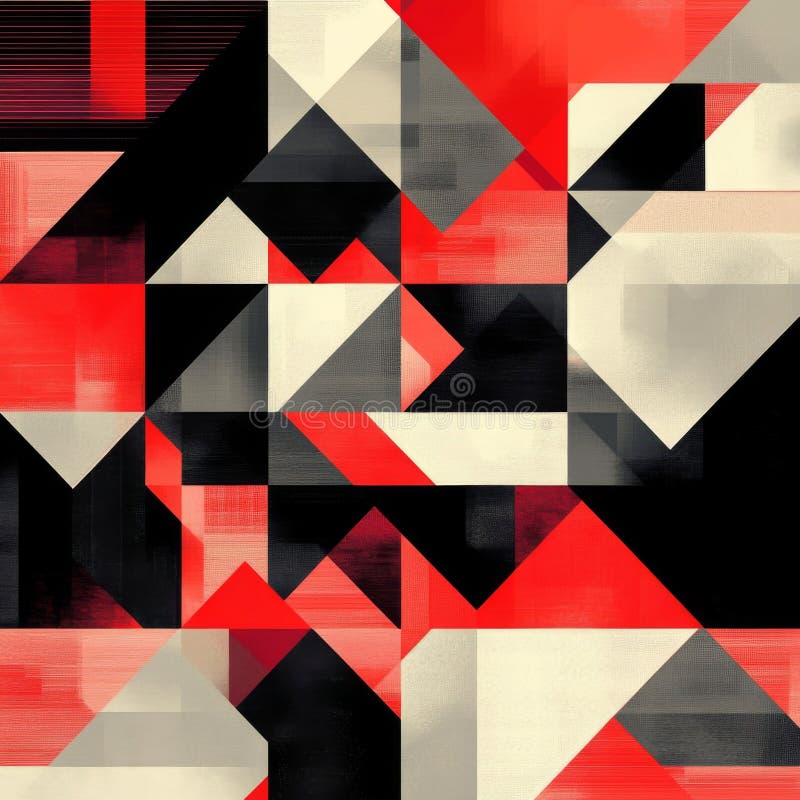 Abstract Geometric Pattern in Red, Black, and White Stock Illustration ...