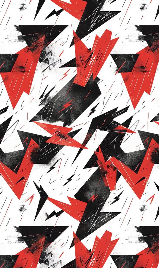 Abstract Geometric Pattern. Red, Black, and White Graphic Design Stock ...