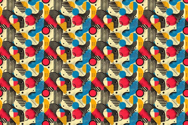 Abstract Geometric Pattern with Red, Blue, and Yellow Circles Stock ...