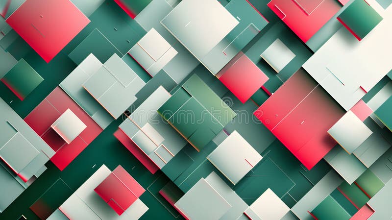 Abstract Geometric Pattern with Red and Green Layers Stock Photo ...