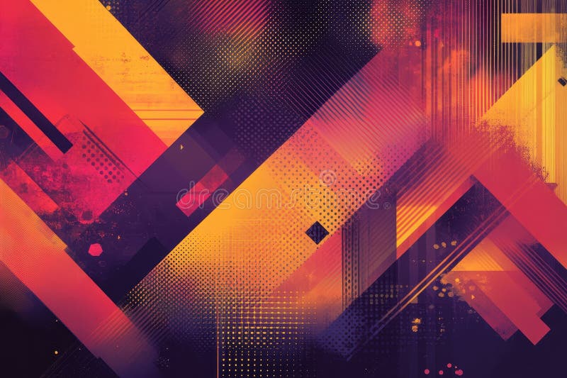 Abstract Geometric Pattern with Red, Orange, and Yellow Shapes on a ...