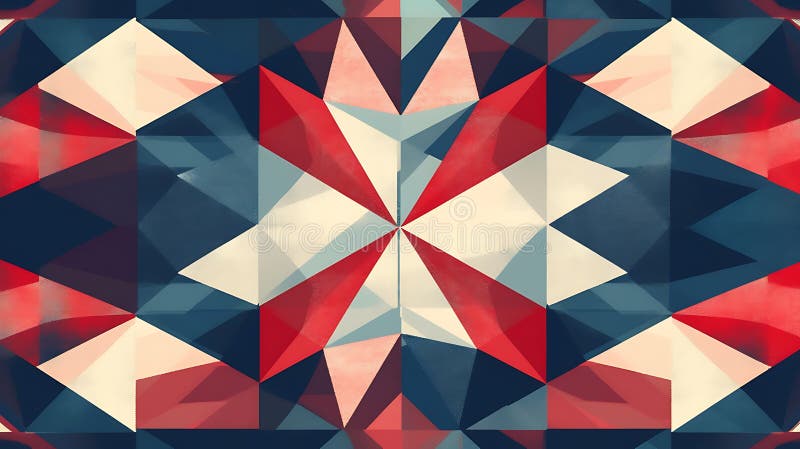 Abstract Geometric Pattern Red White Blue Triangles Stock Illustration ...