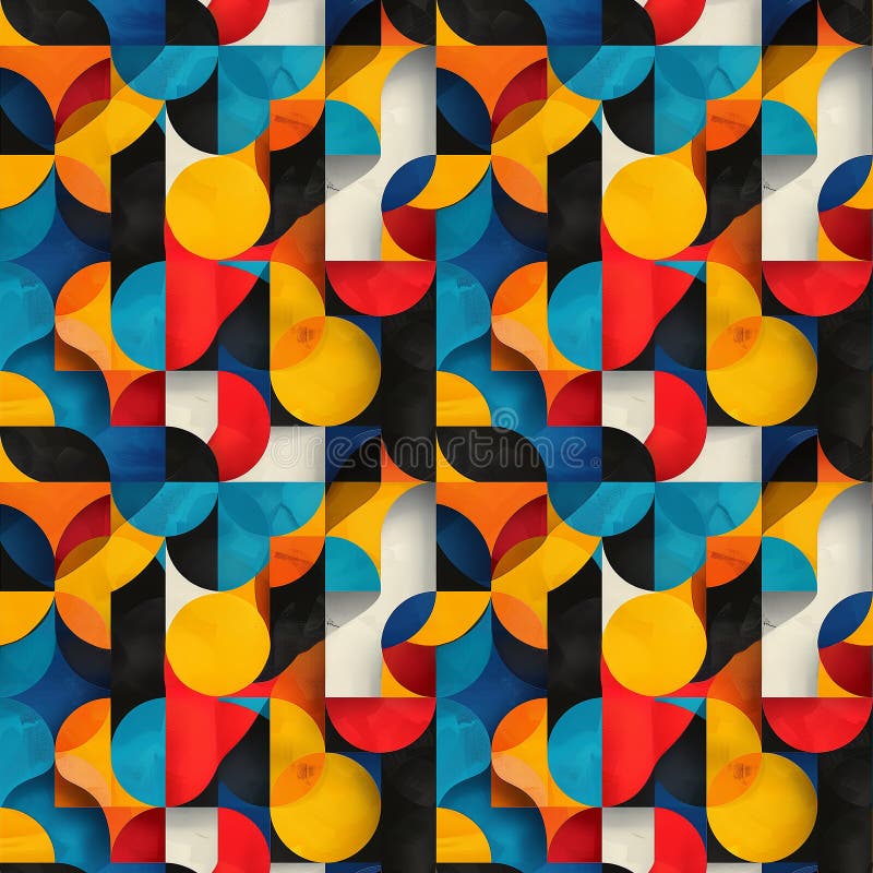 Abstract Geometric Pattern with Red, Yellow, and Blue Shapes Stock ...