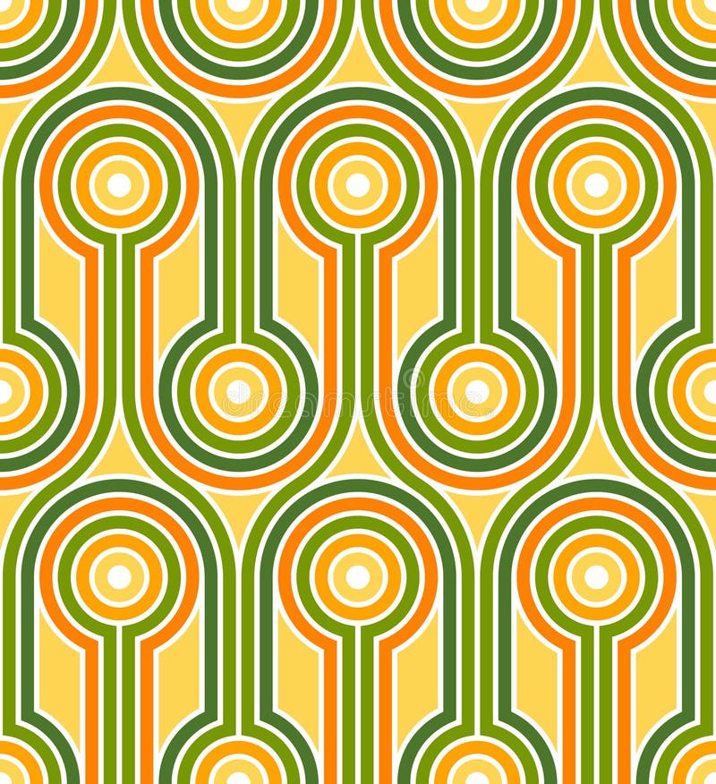 Abstract Geometric Pattern in Retro 70 S Style with Bold Color Stripes ...