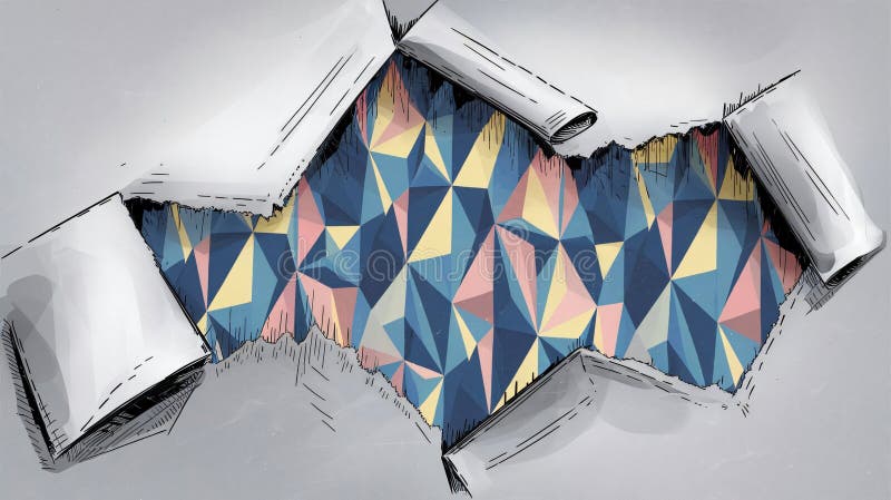 Abstract Geometric Pattern Revealed through Torn Good Resolution Stock ...
