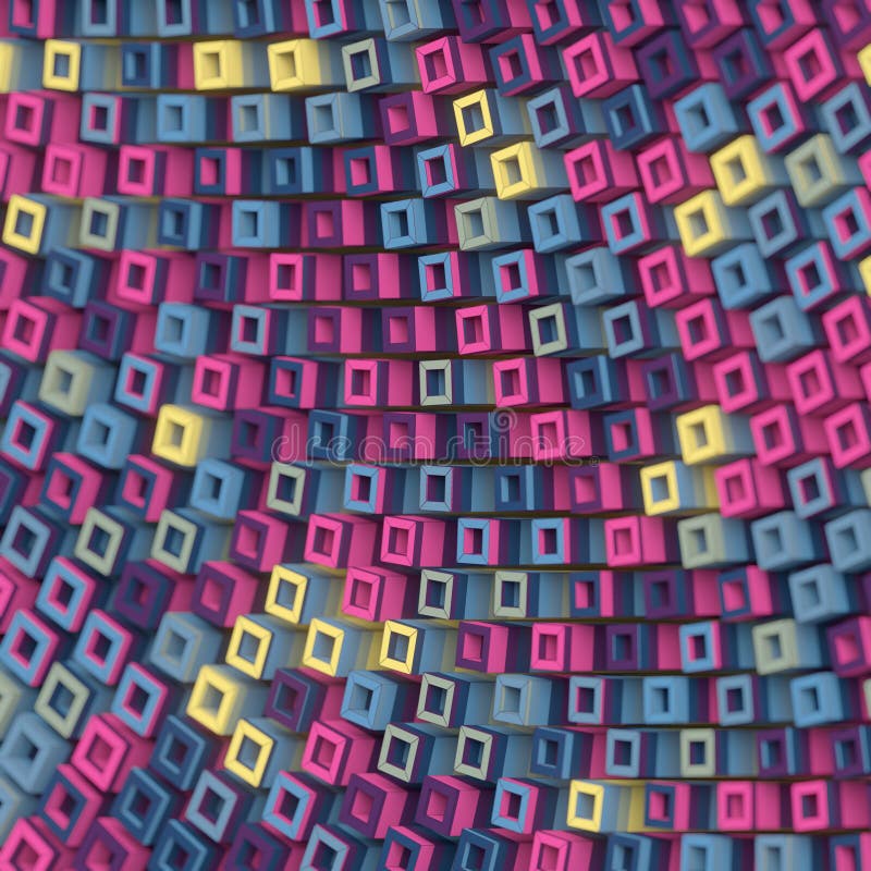 Abstract Geometric Pattern of Rotated Multicolored Boxes with a Striped ...