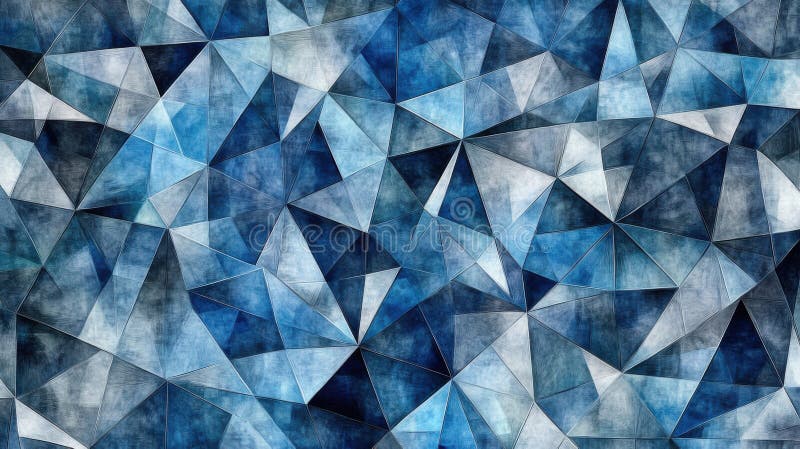 Abstract Geometric Pattern in Shades of Blue, Featuring Triangles and ...