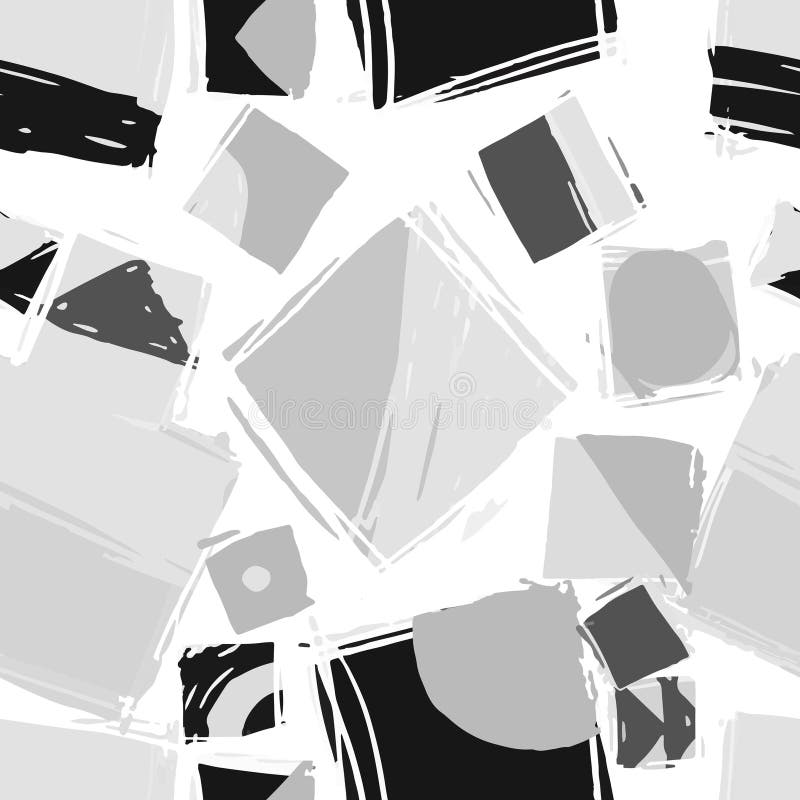 Abstract Geometric Pattern with Squares and Sharp Angles in Grayscale ...
