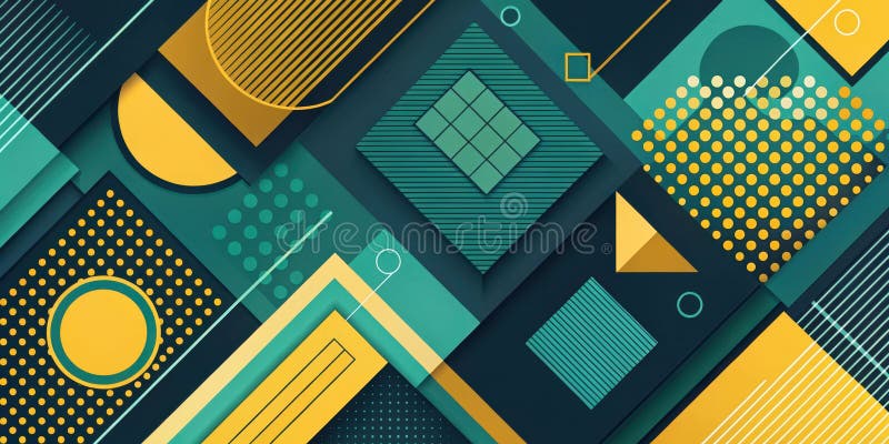 Abstract Geometric Pattern with Teal and Gold Accents. Generative AI ...