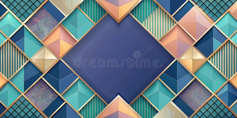 Abstract Geometric Pattern with Teal, Gold, and Rose Accents ...