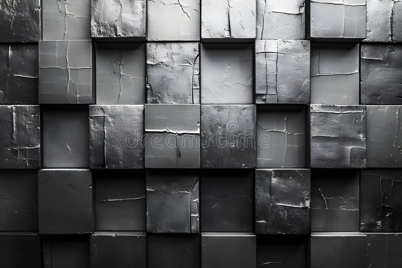 Abstract Geometric Pattern with Textured Black and Gray Cubes for ...