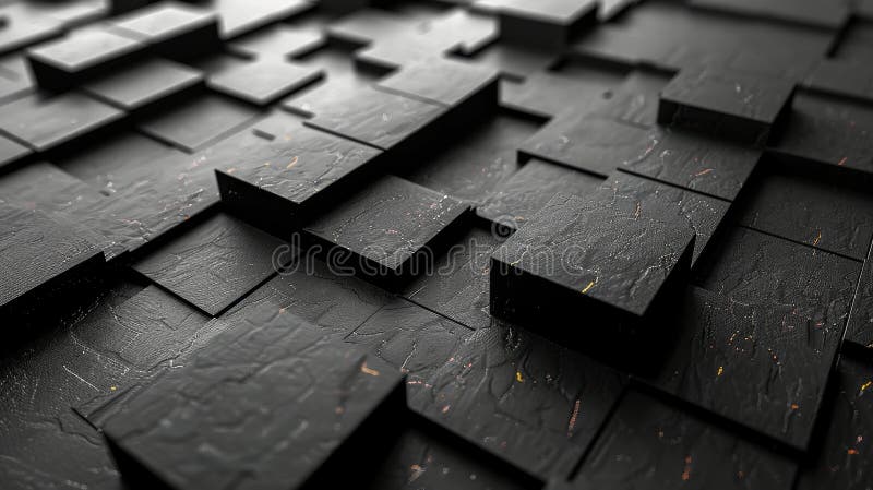 Abstract Geometric Pattern of Textured Black Squares Stock Photo ...