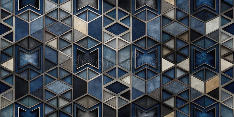 Abstract Geometric Pattern with Textured Triangles and Metal Accents ...