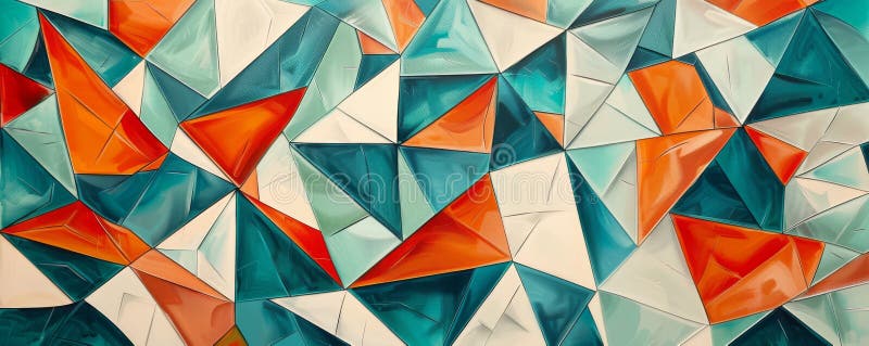 Abstract Geometric Pattern with Triangular Shapes in Blue, Orange, and ...
