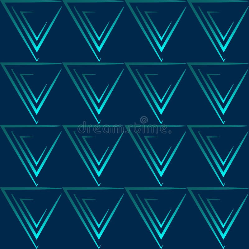 Abstract Geometric Pattern. Turquoise Triangles on a Dark Blue ...