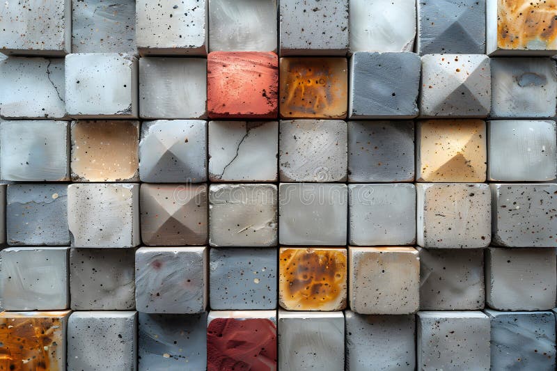 Abstract Geometric Pattern with Varied Textured Cubes - Modern Art ...