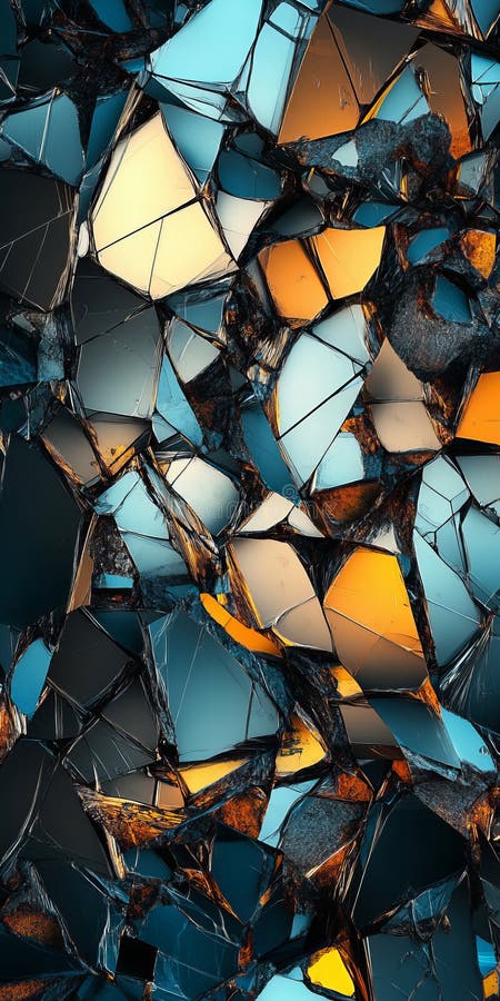 Abstract Geometric Pattern with Vibrant Blue and Orange Fragments Stock ...