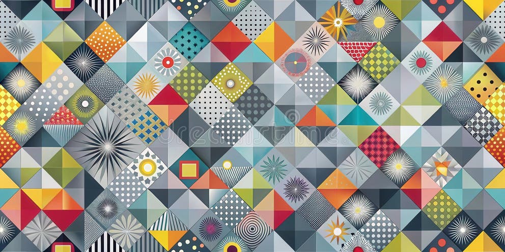 Abstract Geometric Pattern with Vibrant Colors and Diverse Shapes ...