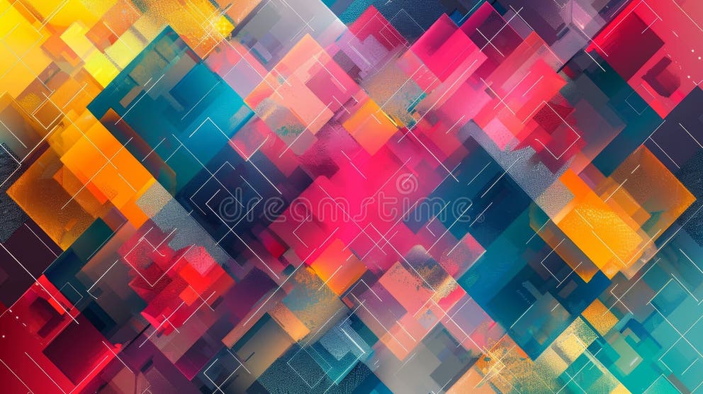Abstract Geometric Pattern with Vibrant Colors and Overlapping Squares ...