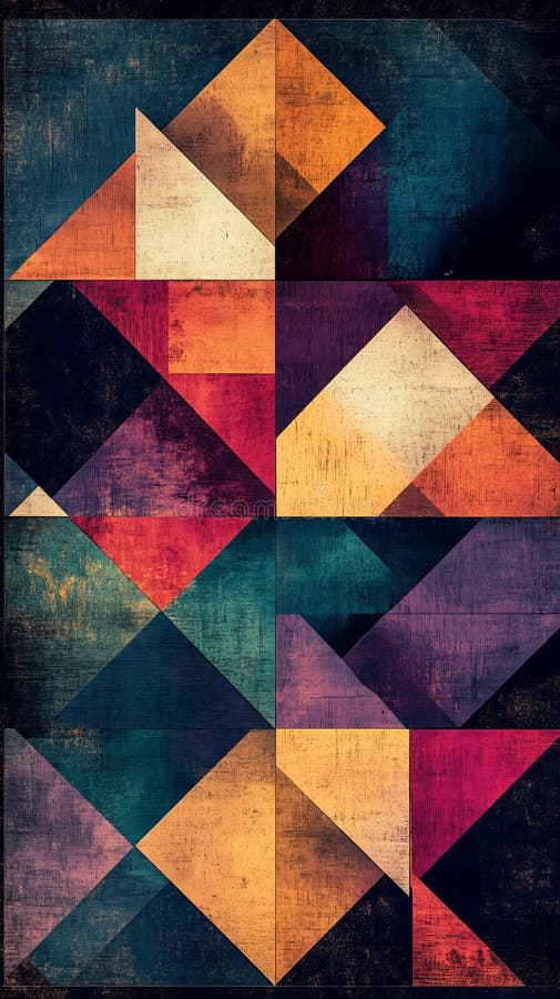 Abstract Geometric Pattern with Vibrant Triangles and Textured Background in Modern Art Style ...