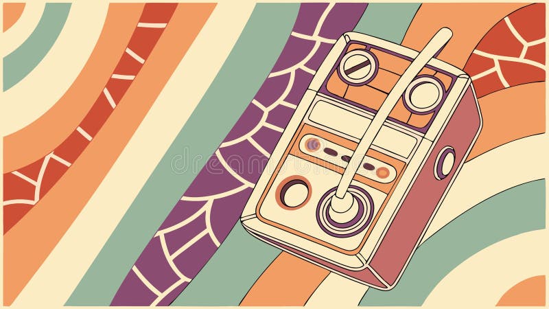 Abstract Geometric Pattern with Vintage Radio, Retro Tech. Vector ...