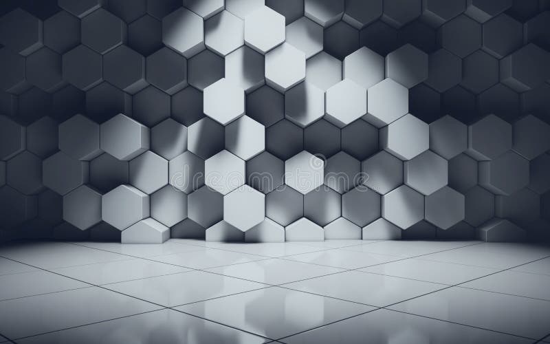 Abstract Geometric Pattern Wall in Room Stock Illustration ...